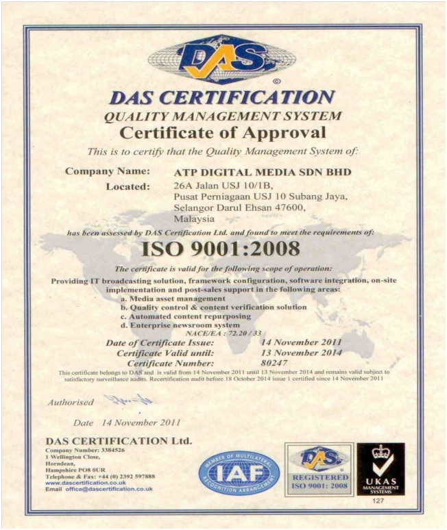 Certificates | ATP Digital Media Sdn Bhd